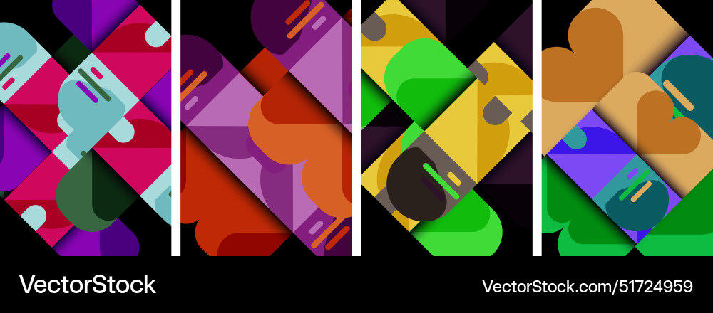 Geometric colorful poster backgrounds with squares