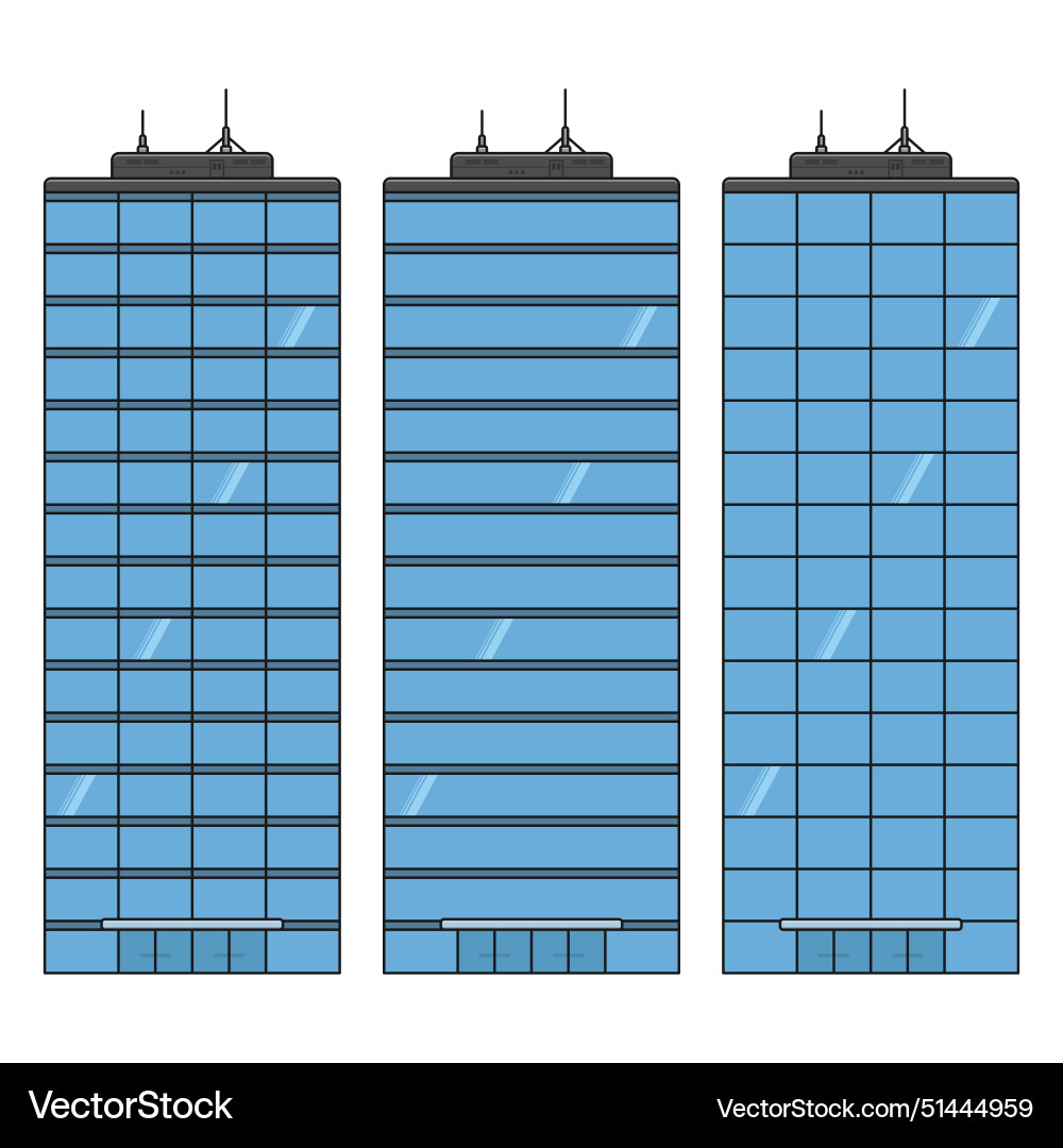 Glass skyscraper modern building set cartoon Vector Image