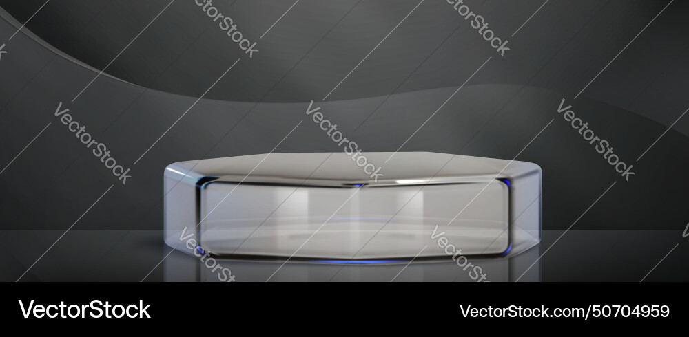 Hexagonal glass platform on black background Vector Image