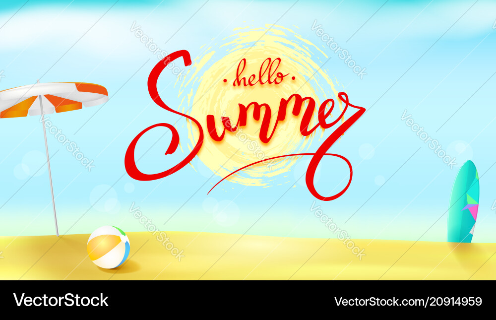 Horizontal summer background with sun umbrella Vector Image