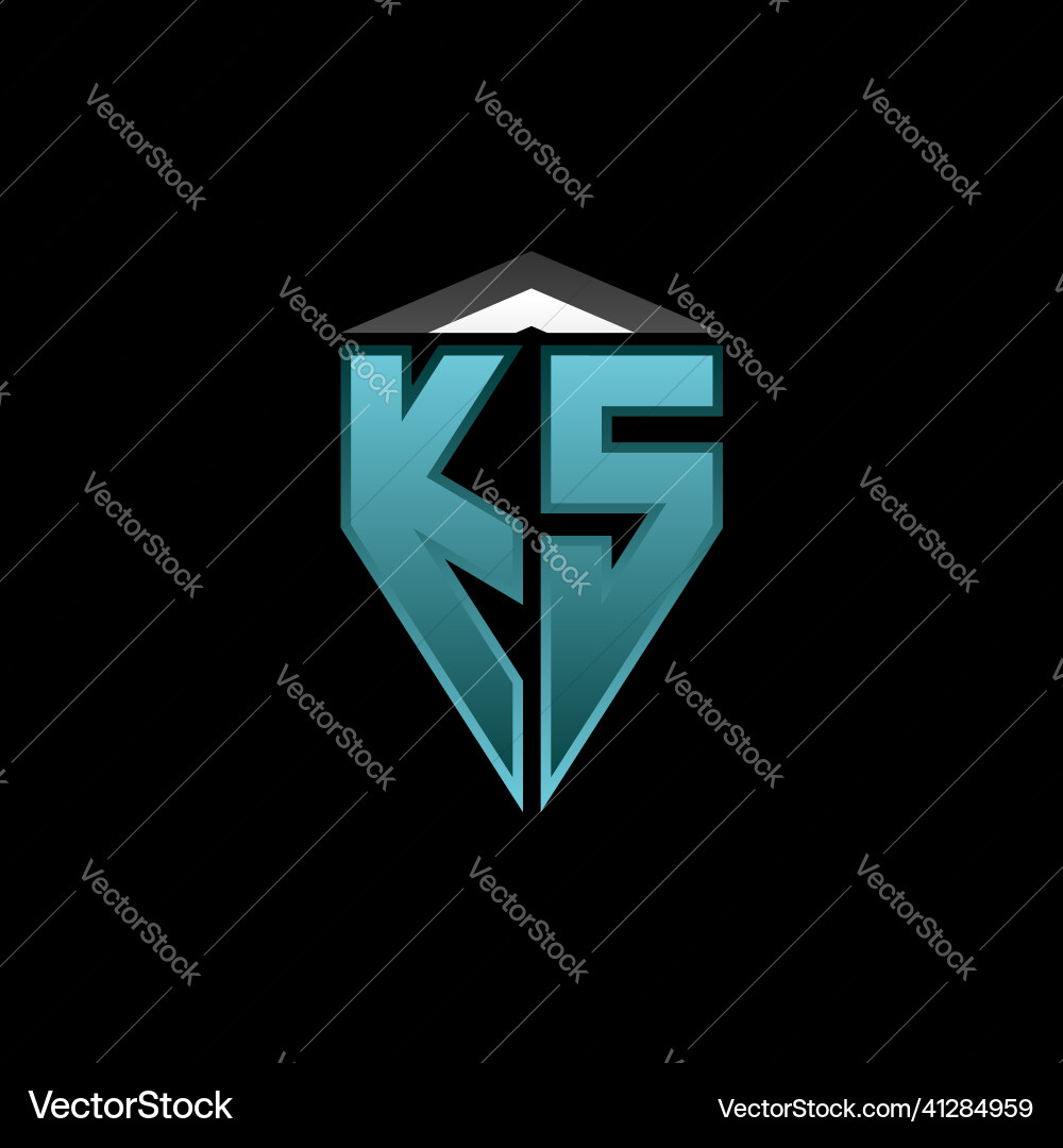 Ks logo shield blue light style design Royalty Free Vector