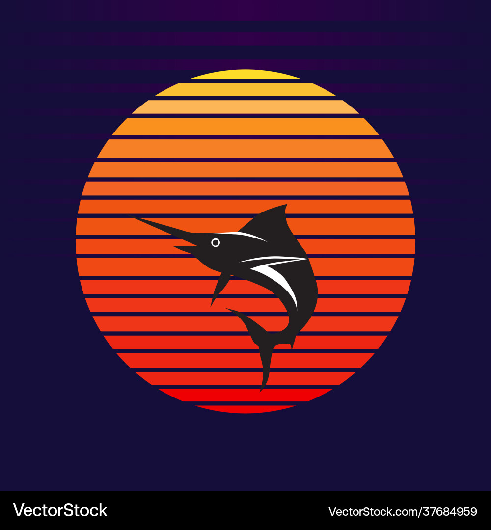 Marlin on Sunset Royalty Free Vector Image - VectorStock