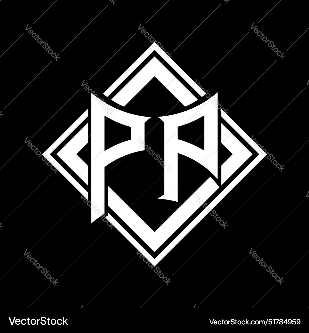 Pp letter logo abstract shield shape with square Vector Image