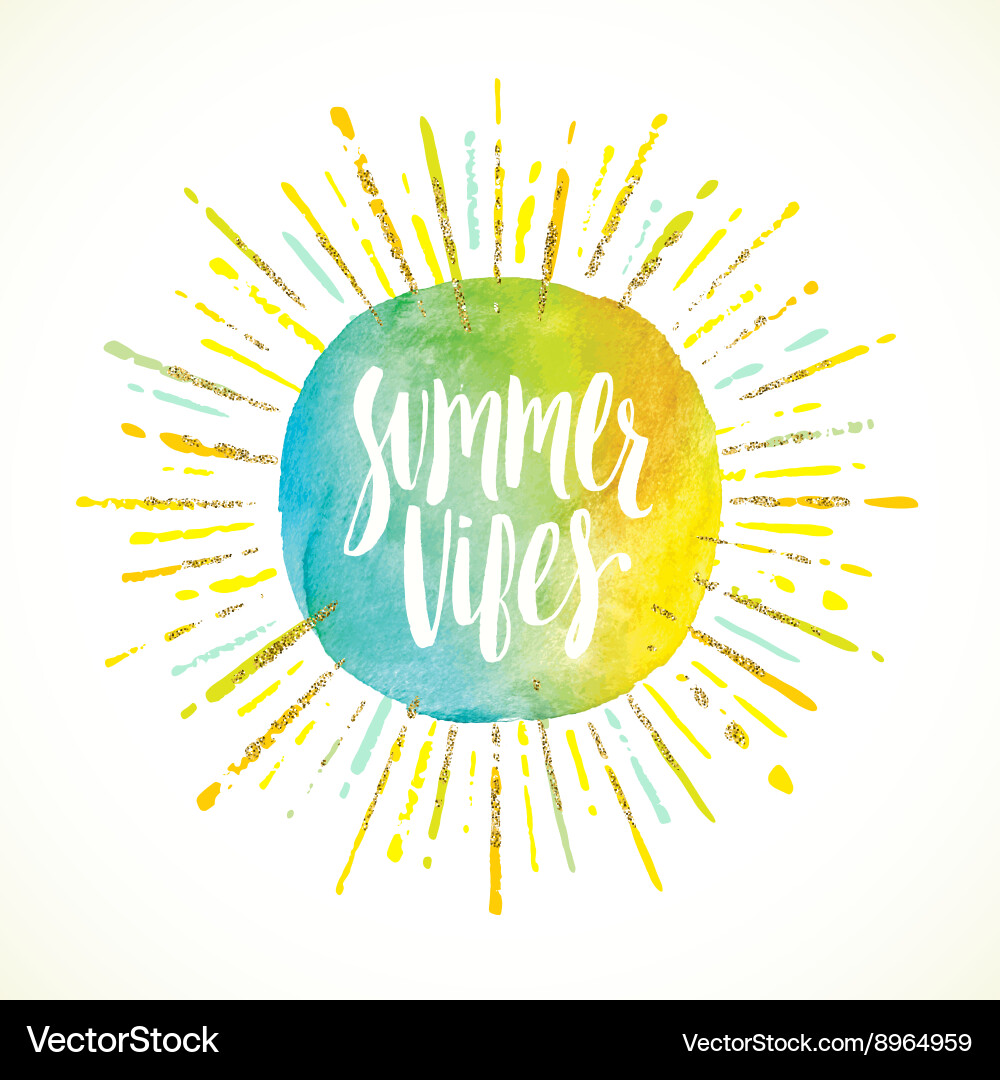 Watercolor Summer Sunshine Royalty Free Vector Image