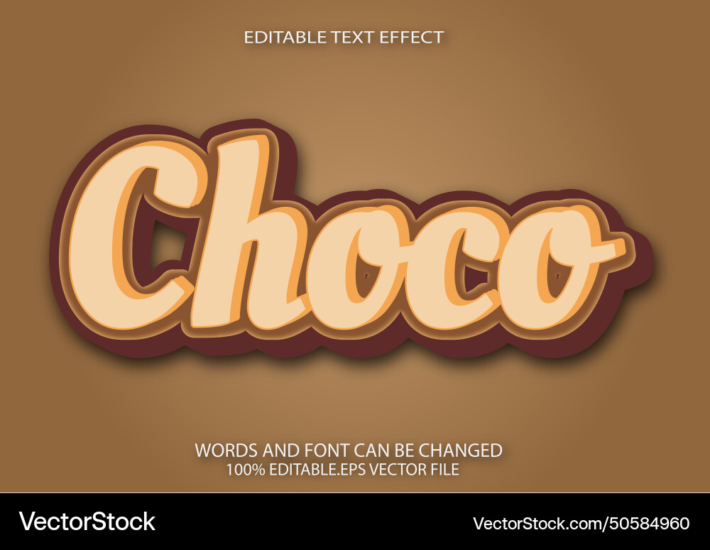 Choco editable text effect cartoon style Vector Image