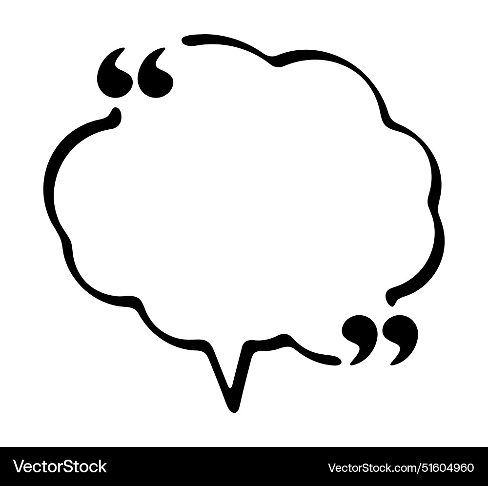 Cloud shaped speech bubble with quotation marks Vector Image