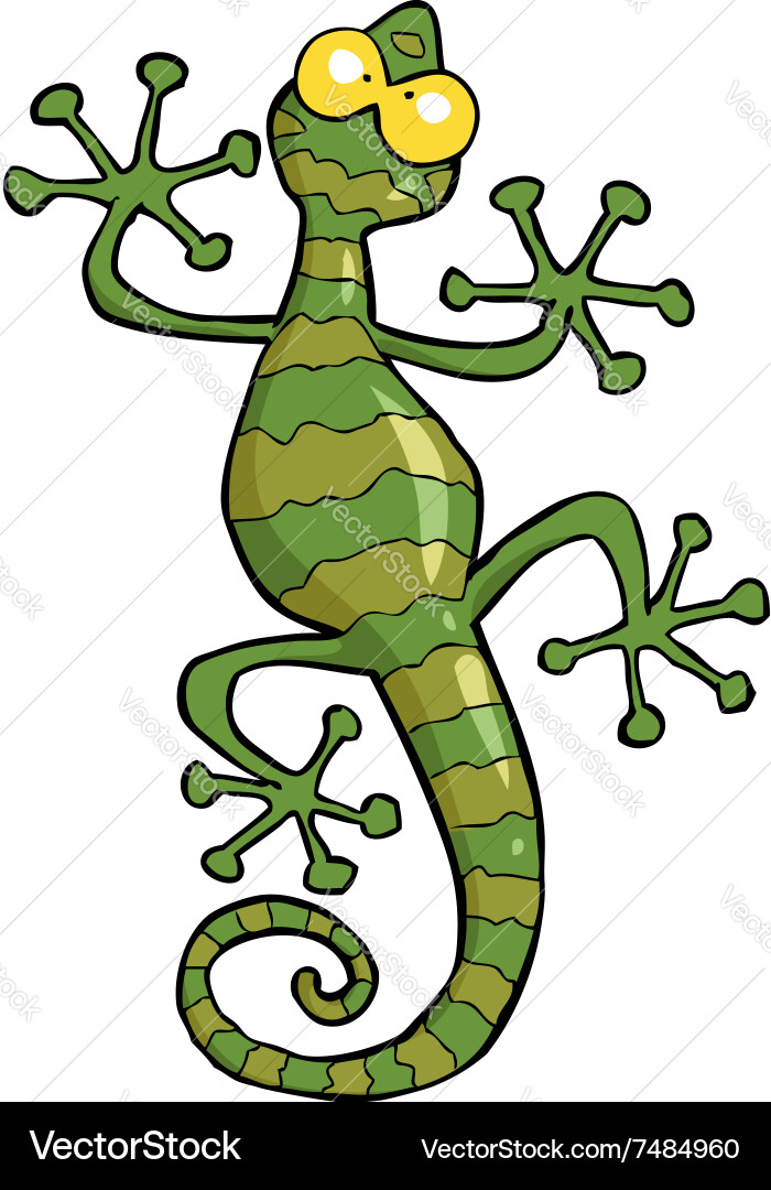 Cute Green Gecko Cartoon Royalty Free Vector Image