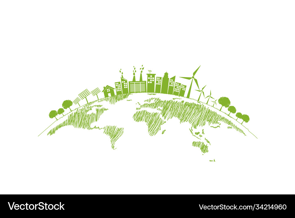 Earth ecology hand draw-2 Royalty Free Vector Image