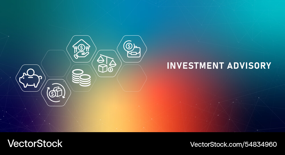 Investment advisory gradient header financial Vector Image