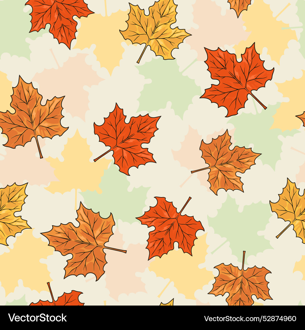 Maple leaves colorful pattern seamless Royalty Free Vector