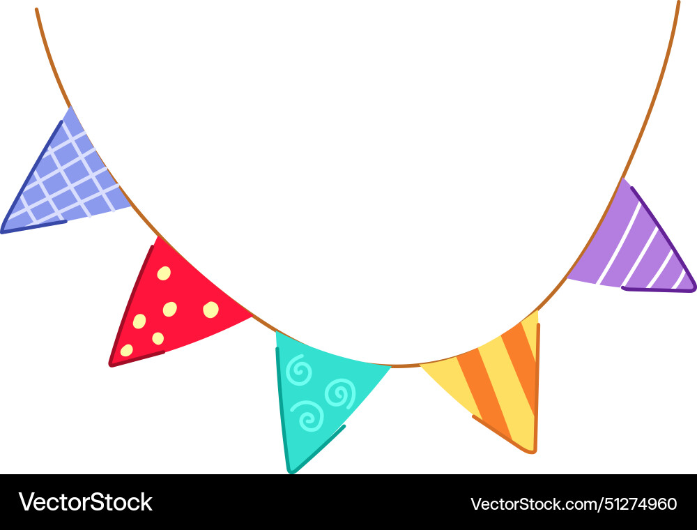 Triangle birthday flags cartoon Royalty Free Vector Image