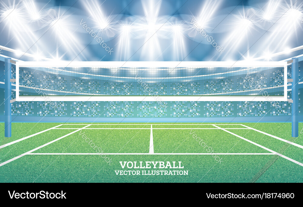 Volleyball Arena with Spotlights Royalty Free Vector Image