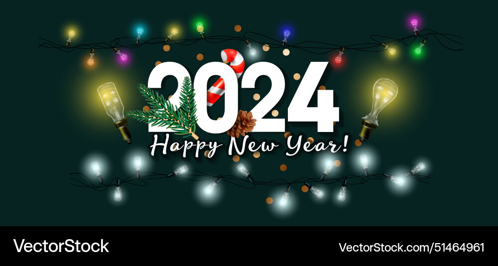 2024 christmas lights isolated light led garland Vector Image