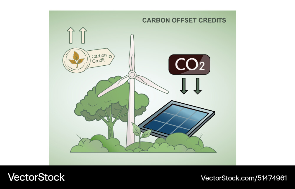 Carbon offsets credit Royalty Free Vector Image