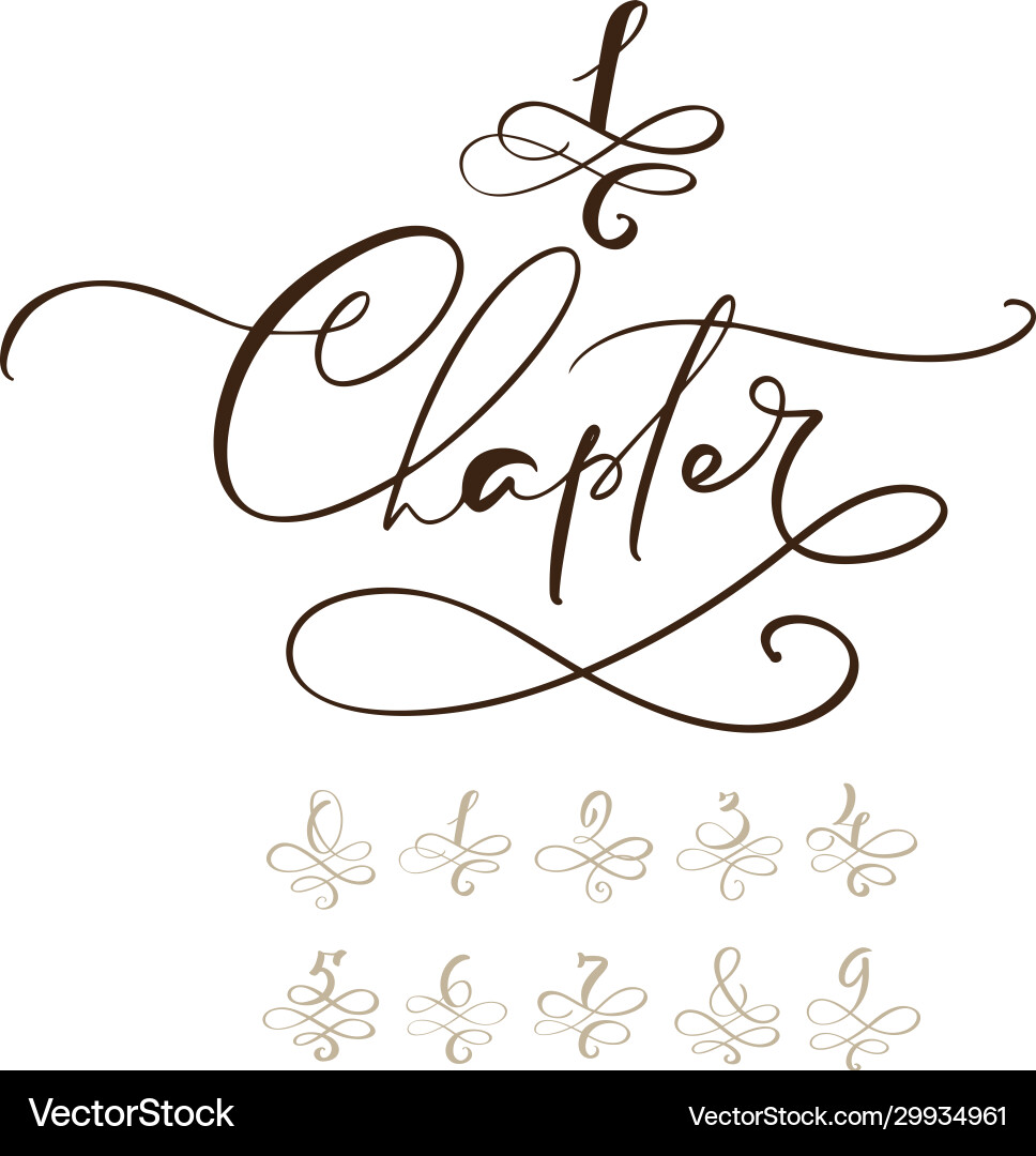 Chapter 1 one and other numbers calligraphy Vector Image