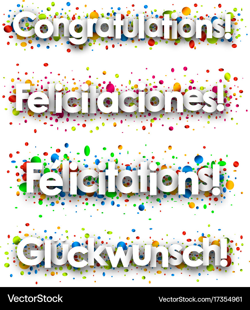 Congratulations banner with colorful confetti Vector Image