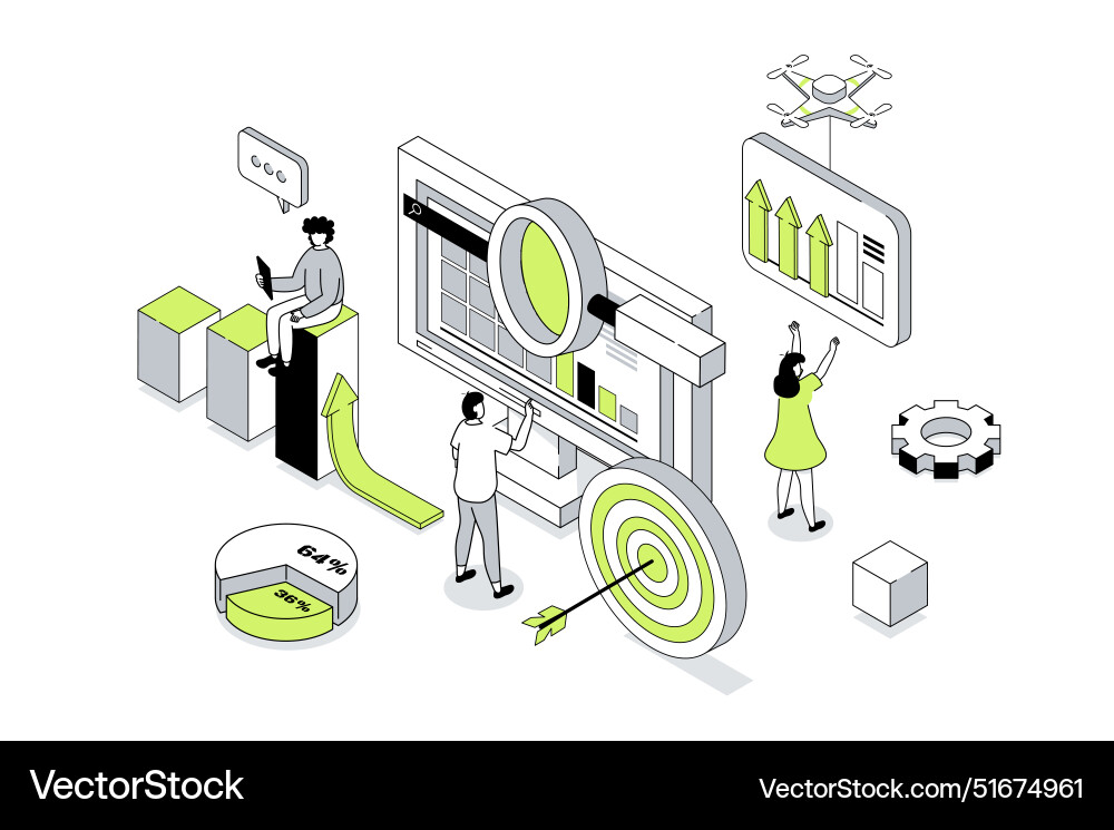 Data Analysis Isometric Concept Royalty Free Vector Image