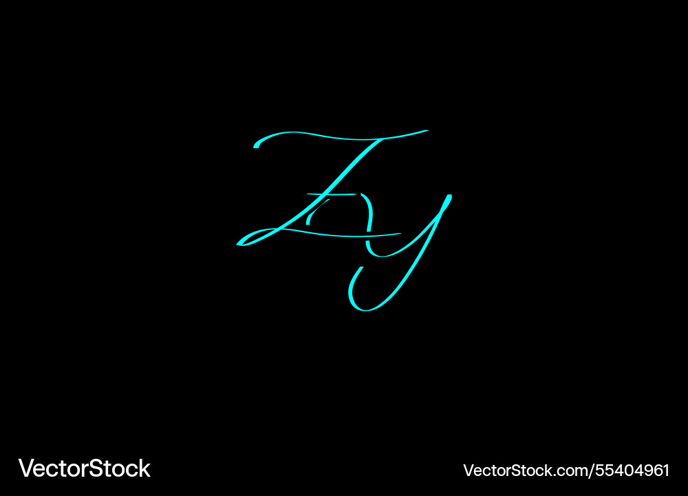 Elegant calligraphy of cursive zy logo Royalty Free Vector
