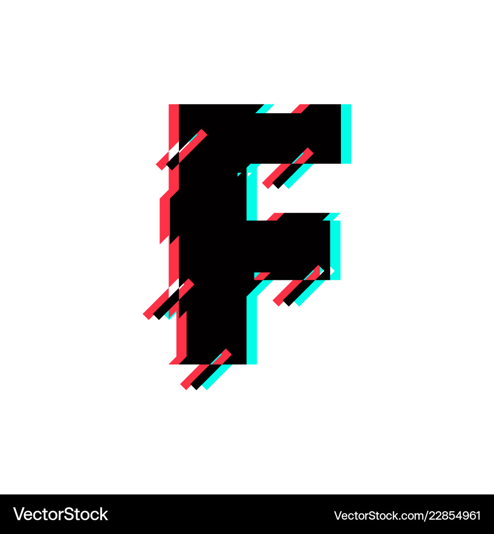 Glitch F Letter Logo Royalty Free Vector Image