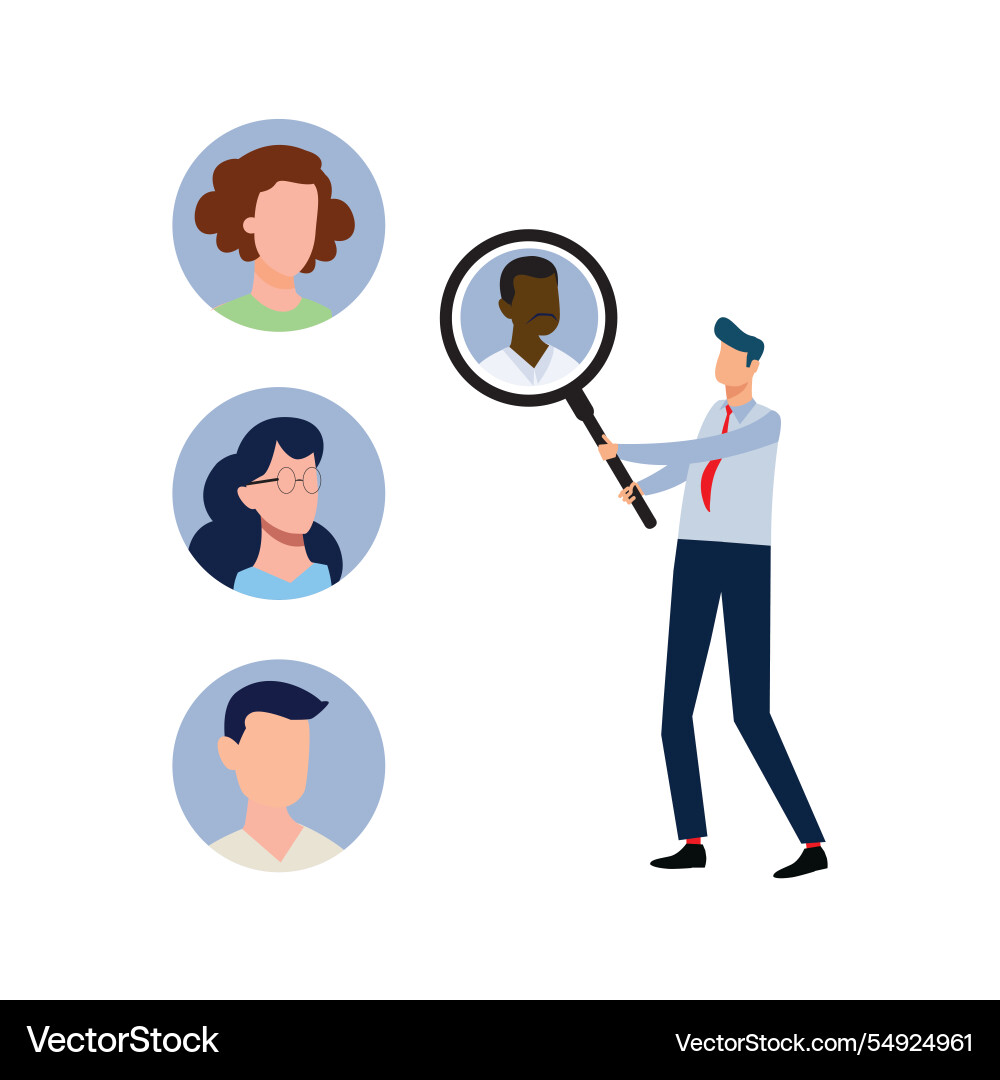 Hr manager searching best candidates Royalty Free Vector