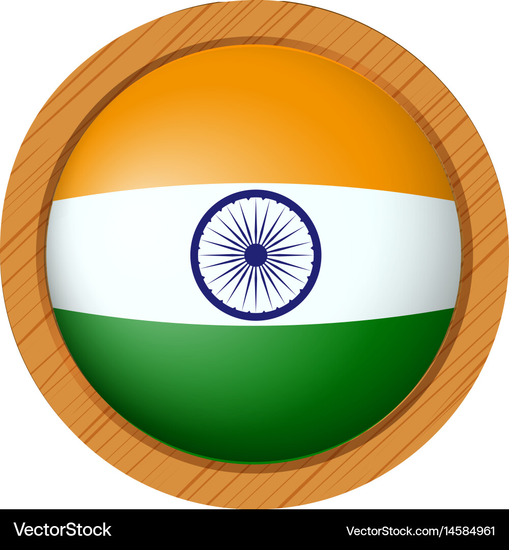 India flag on round button Royalty Free Vector Image