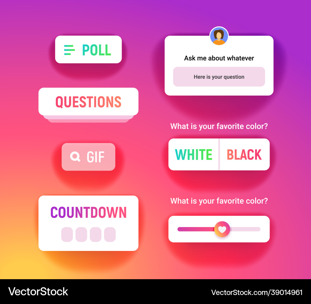 Insta story sticker collection social media Vector Image