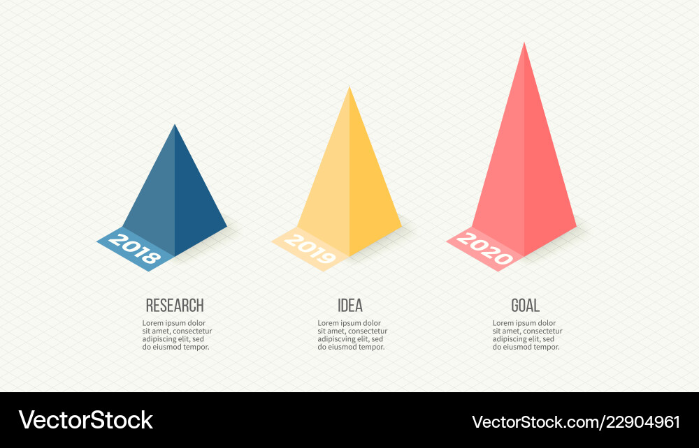 Isometric infographics bar chart graph with 3 Vector Image