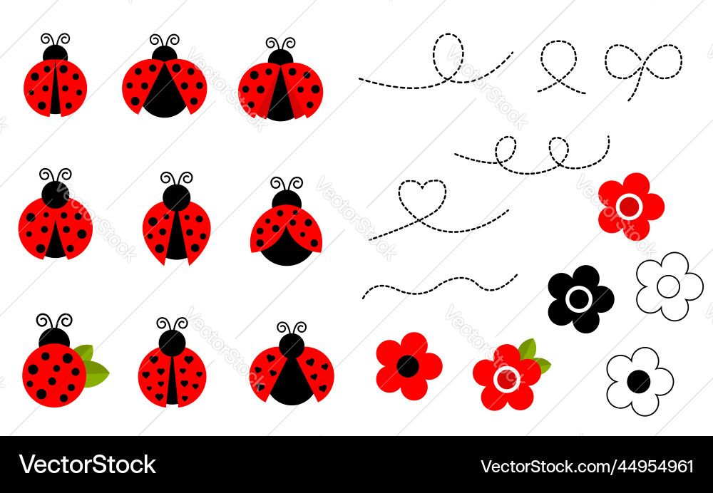Ladybug bundle collection Royalty Free Vector Image