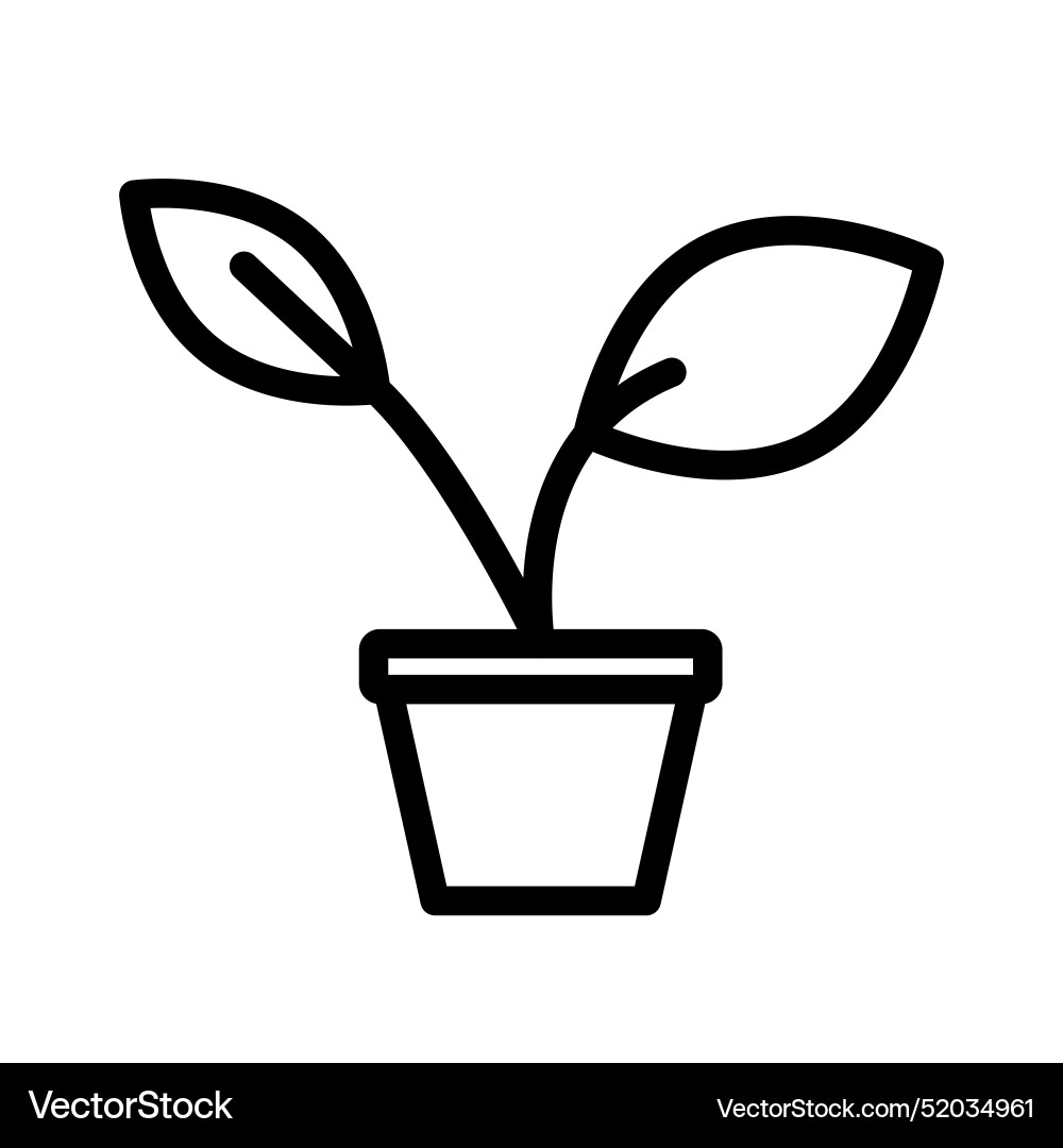 Plant linear logo mark in black and white Vector Image