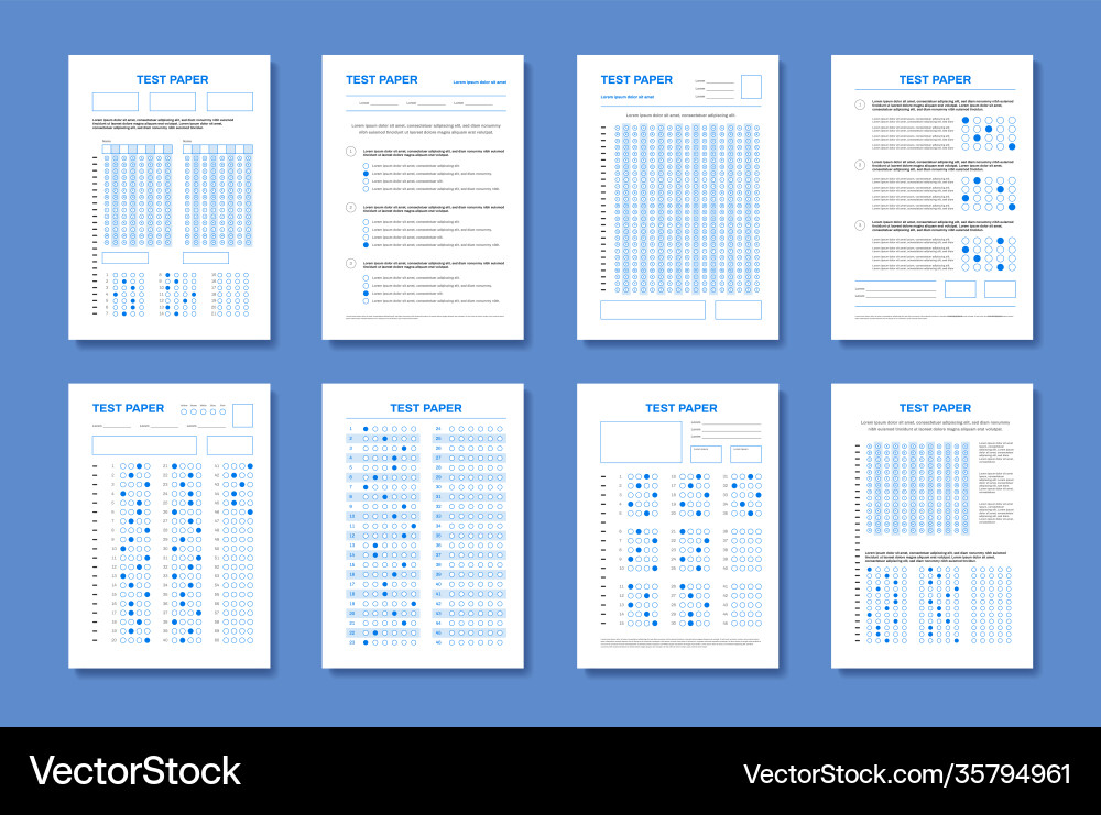 Realistic test papers set Royalty Free Vector Image