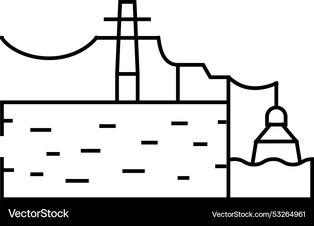 Wave transmission tidal power line icon Royalty Free Vector