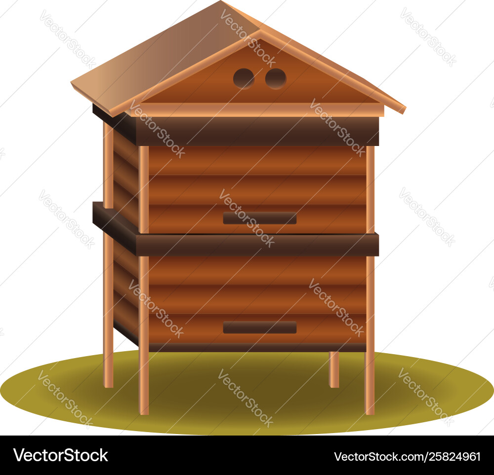 Wood beehive icon cartoon style Royalty Free Vector Image