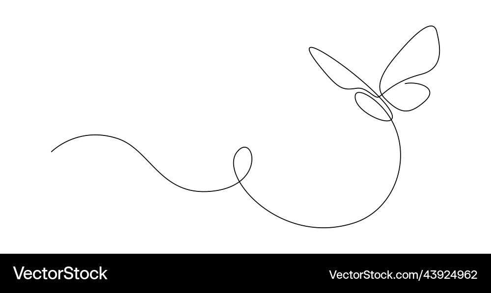 Butterfly in one continuous line drawing Vector Image