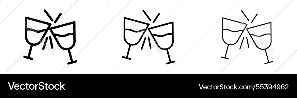Glass-cheers icons in three different stroke lines