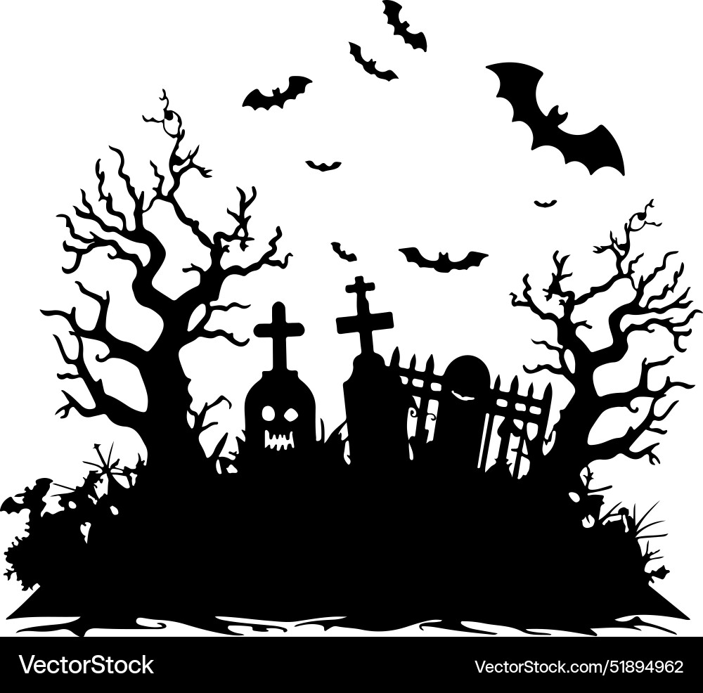 Graveyard 7 traced Royalty Free Vector Image - VectorStock