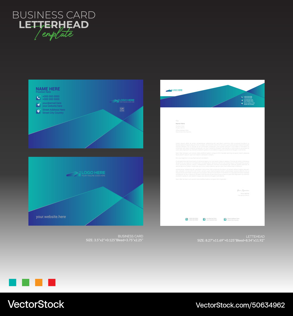 Letterhead and business card design Royalty Free Vector