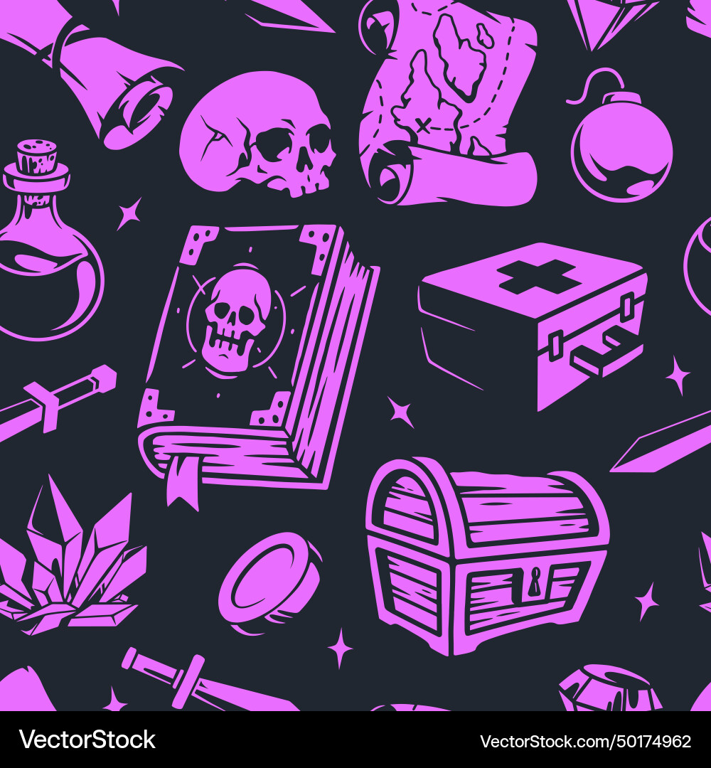 Magic Ritual Pattern - Purple & Skull Vector Image