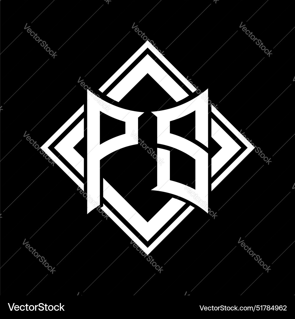 Ps letter logo abstract shield shape with square Vector Image