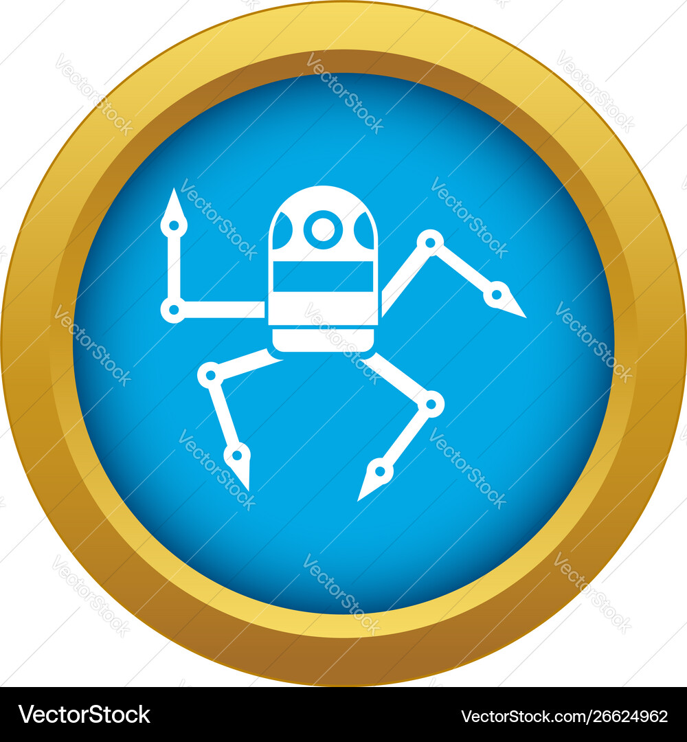 Spider Roboter Ikone blau isoliert Lizenzfreies Vektorbild