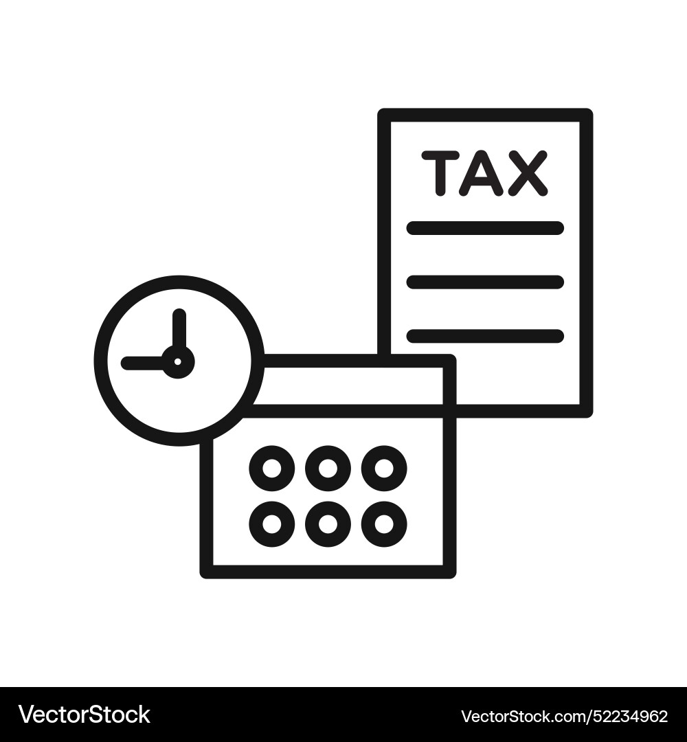 Tax reminder icon black line art logo Royalty Free Vector