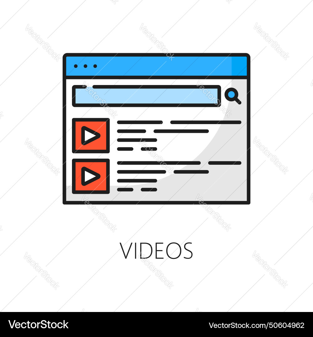 Videos search engine result page serp icon Vector Image