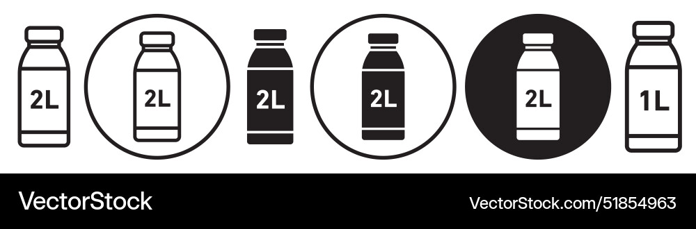 2l bottle icon set collection for web Royalty Free Vector