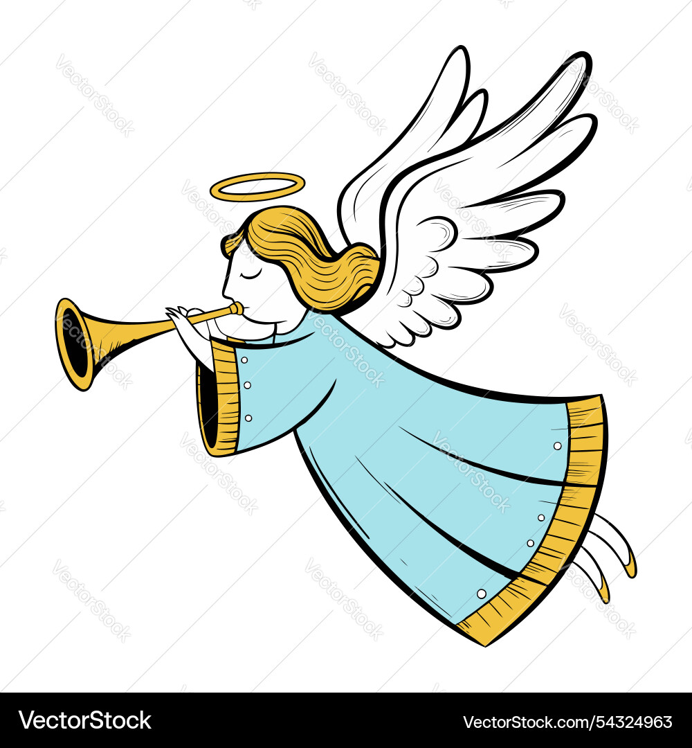 Angel playing trumpet Royalty Free Vector Image