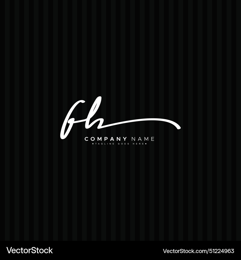 Fh signature logo - handwritten logo template Vector Image