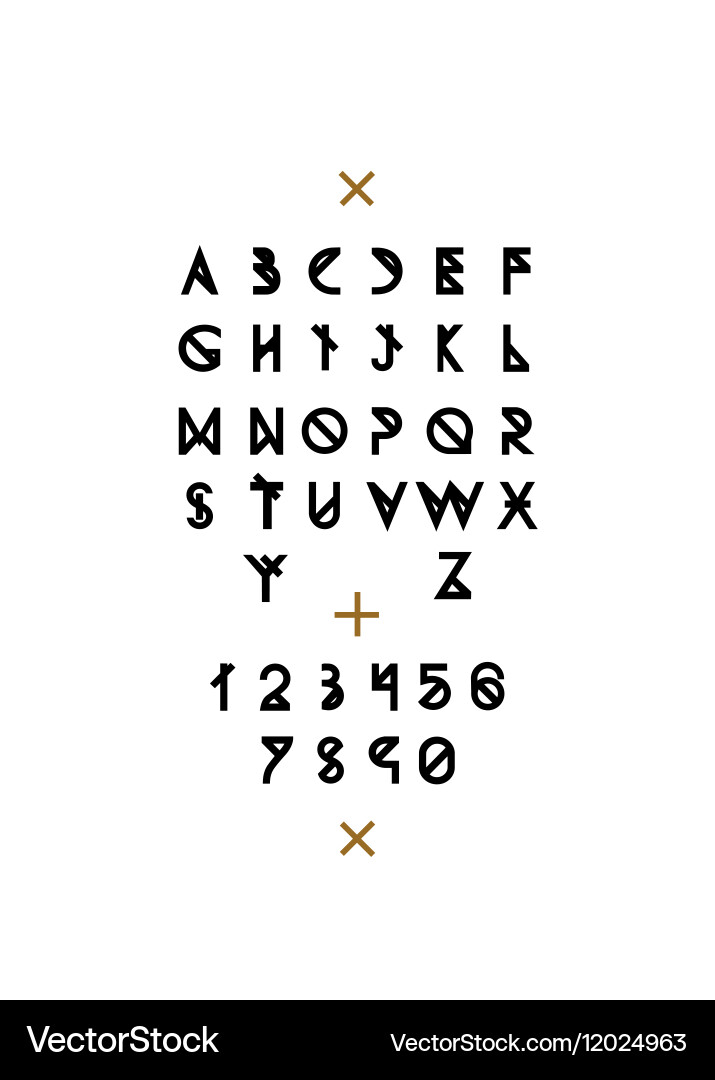 Latin alphabet with numbers Royalty Free Vector Image