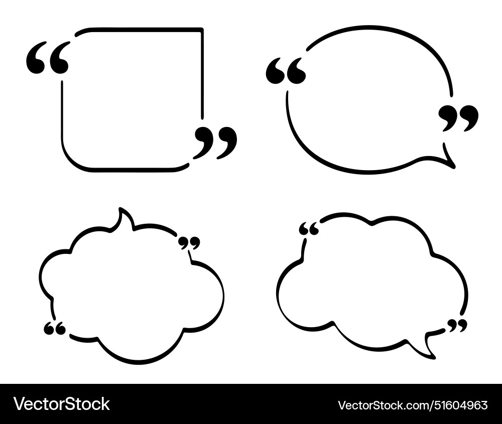 Minimalistic speech bubbles with quotation marks Vector Image