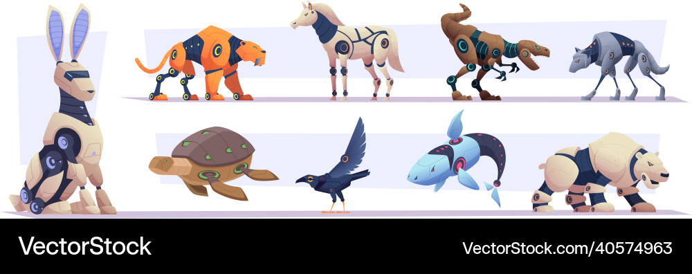 Steel animals robotic angry transformers Vector Image