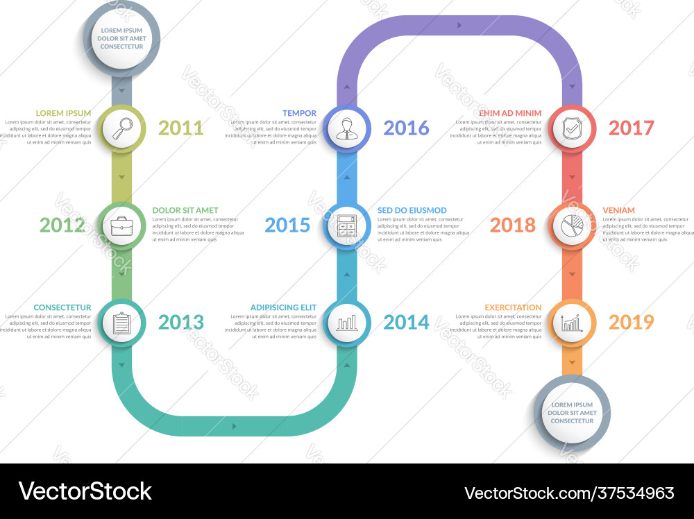Vertical timeline template Royalty Free Vector Image