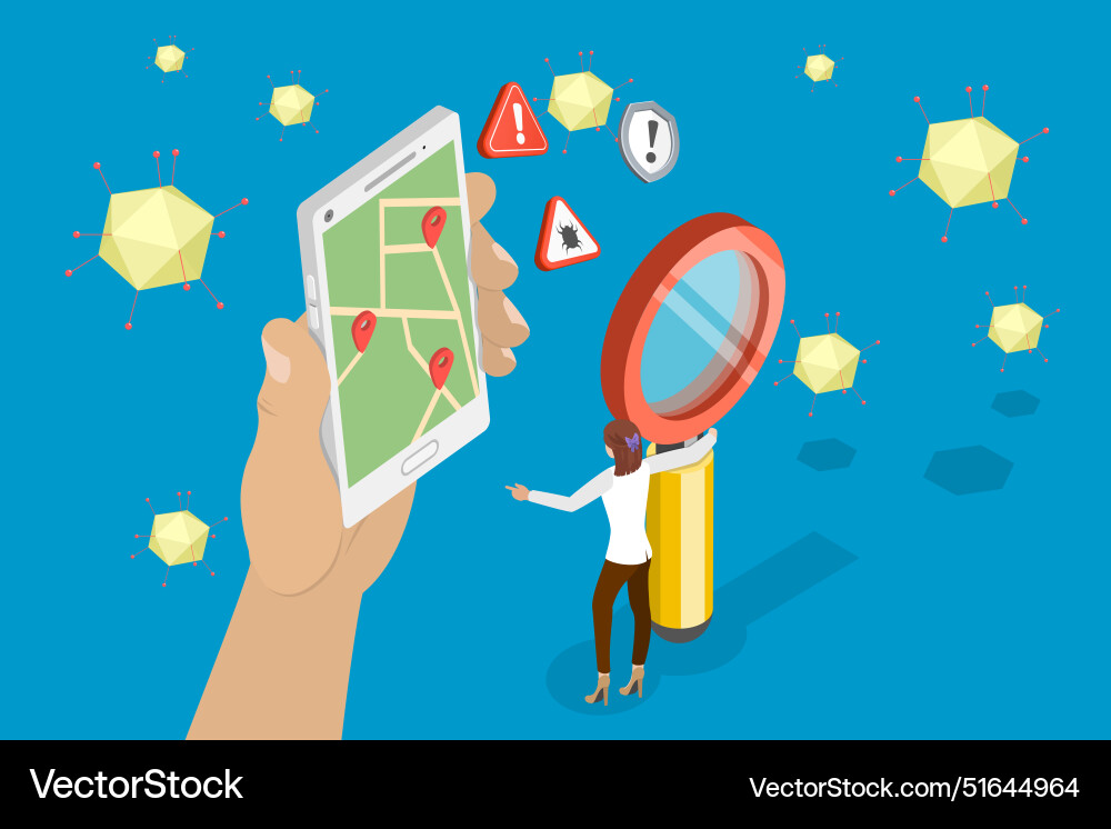 3d isometric flat of virus Royalty Free Vector Image