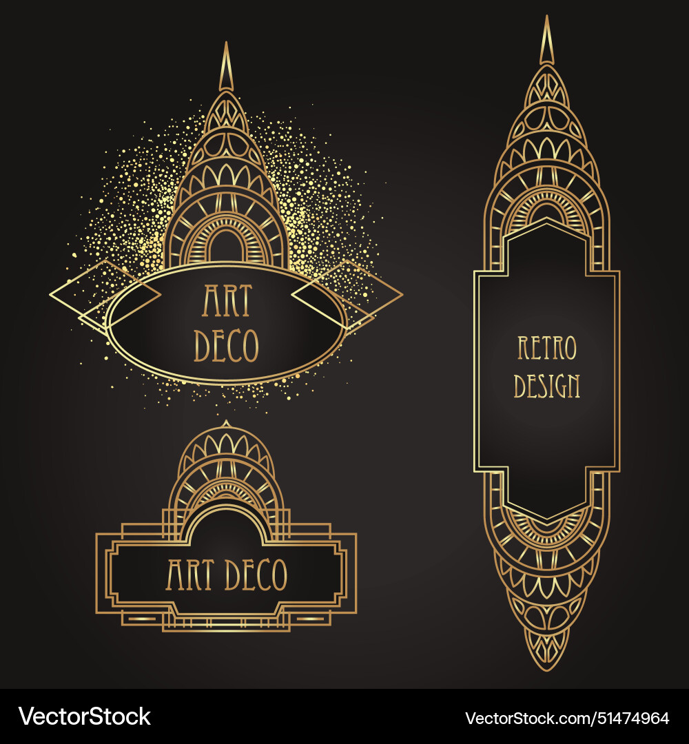 Art deco vintage gold and silver design element Vector Image